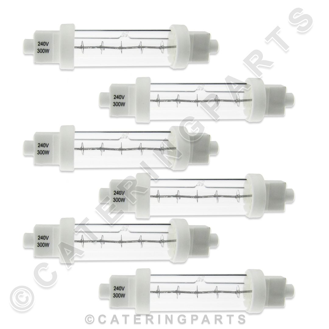 Catering Warming Bulbs 6 X 300W Jacketed Heat Gantry Lamps - 118mm, R7S ...